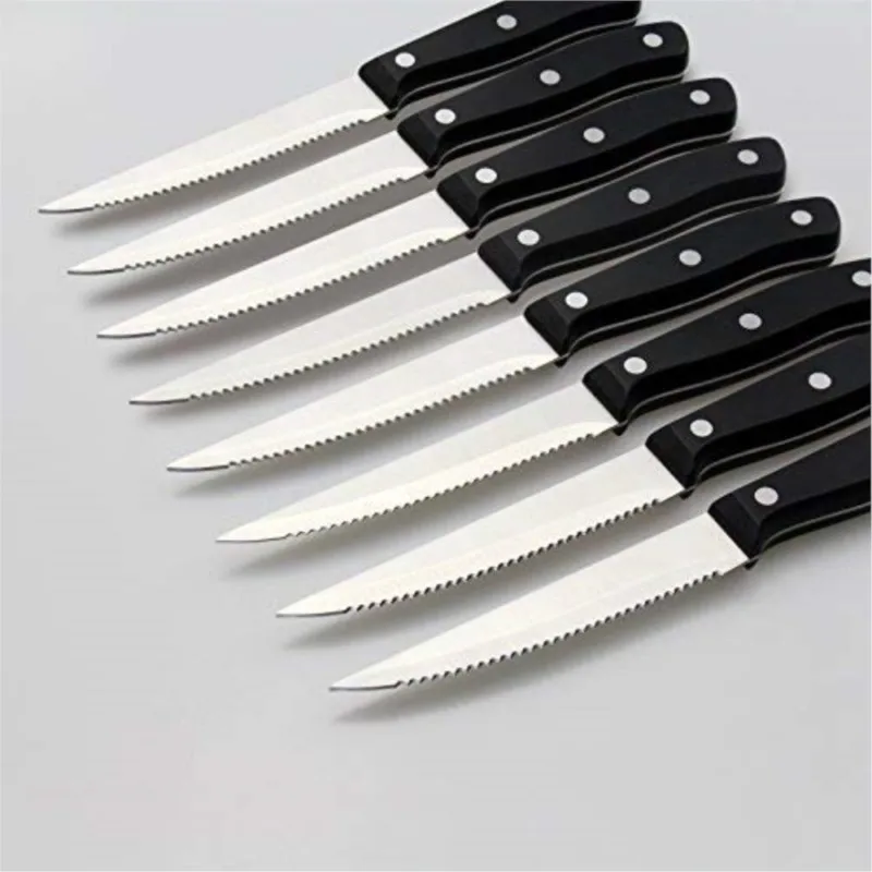 Stainless Steel Steak Knife Fork Flatware Dishwasher Safe Kitchen Black ...