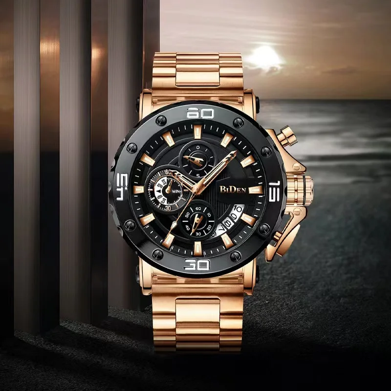 BIDEN Luxury Watch For Men Top Brand Fashion Chron Quartz Wristwatch ...
