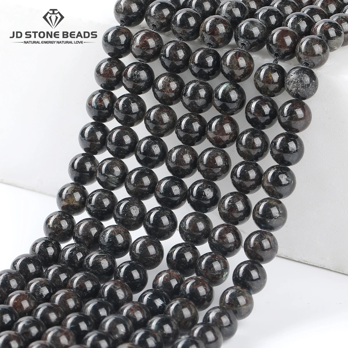 Natural Black Charoite Stone Bead Round Loose Spacer Gemstone Bead for ...