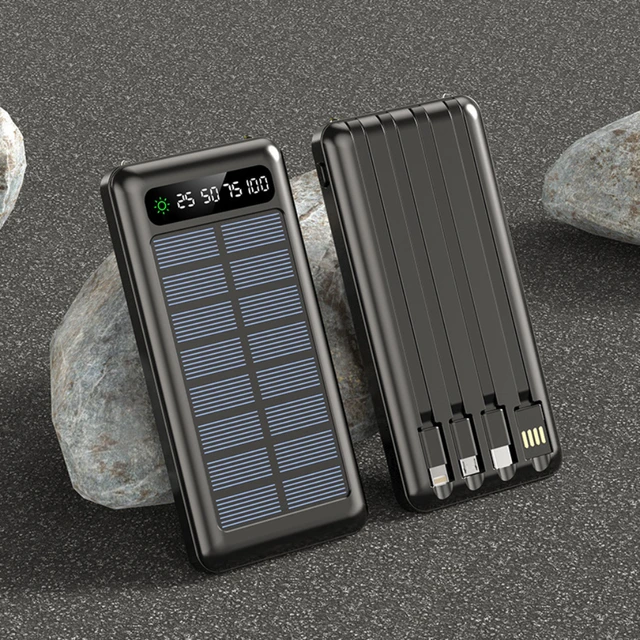 Power bank Solar mobile power supply Power bank with built-in cable ...