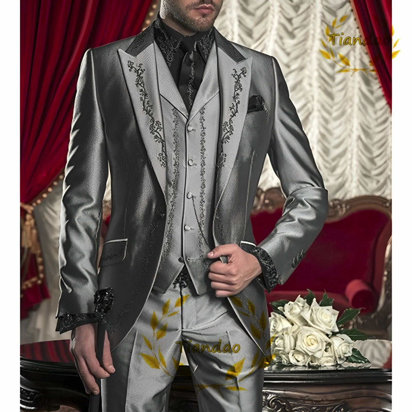 Mandarin Collar Tuxedo With Tails