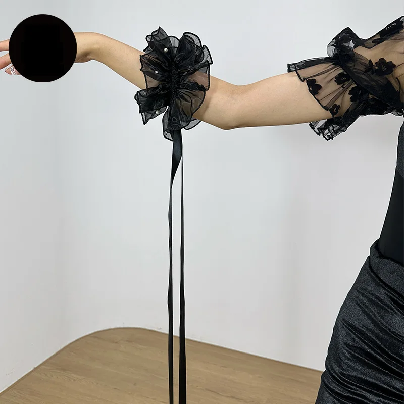 New-Black-Yarn-Armbands-Ballroom-Dance-Floating-Sleeves-Hand ...