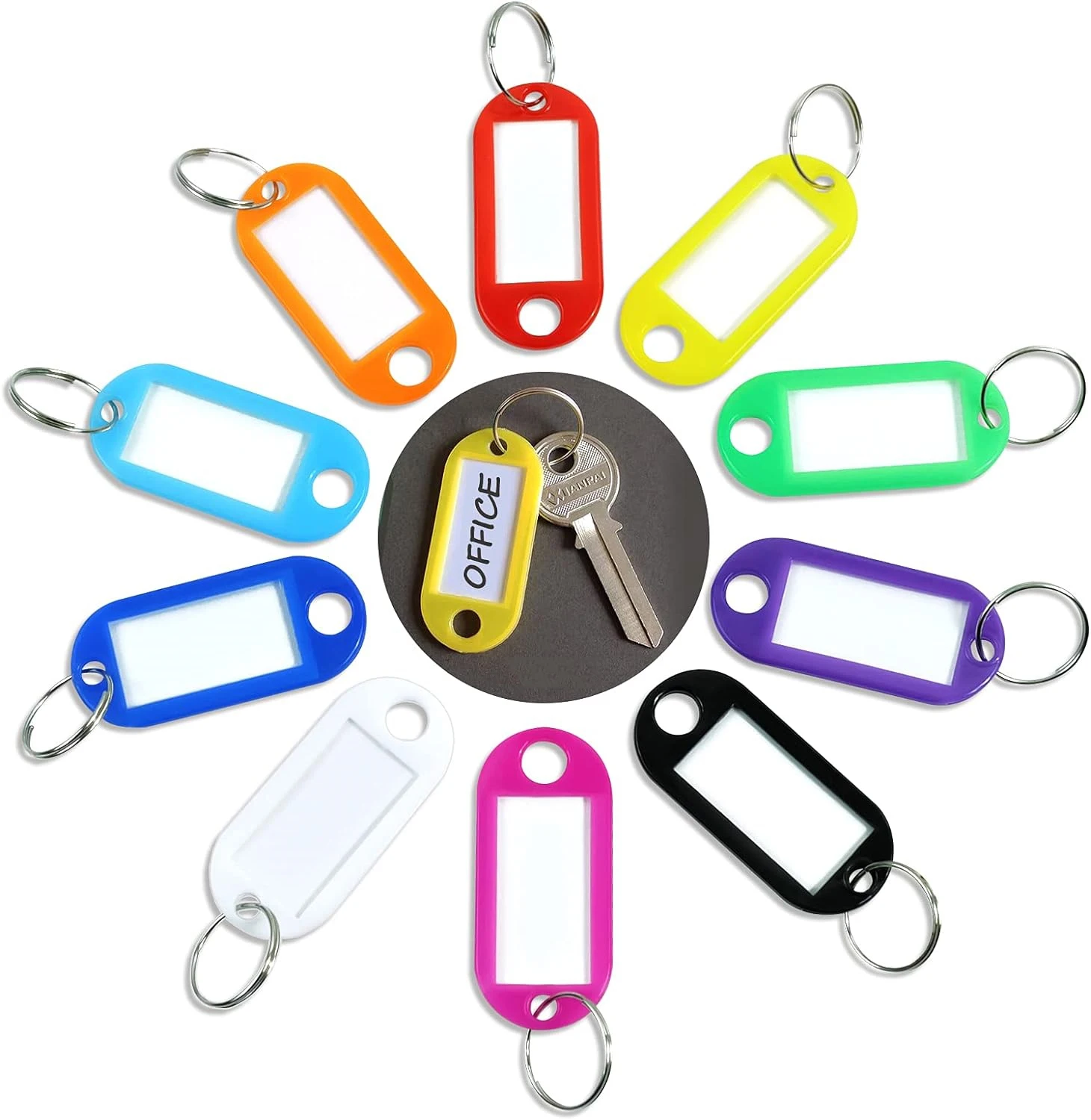10Pcs-lot-Tough-Plastic-Key-Tags-Keychains-with-Split-Ring-Label-Window ...