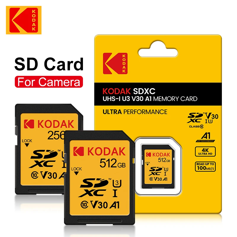 KODAK-SD-Card-High-Speed-U3-64GB-128GB-256GB-512GB-SDXC-V30-for-4K-HD ...