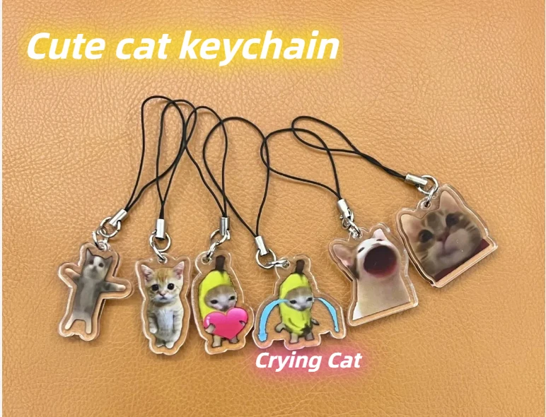 3-5cm-Popo-Cat-Head-Love-Cat-Expression-Keychain-Banana-Man-Cute-And ...