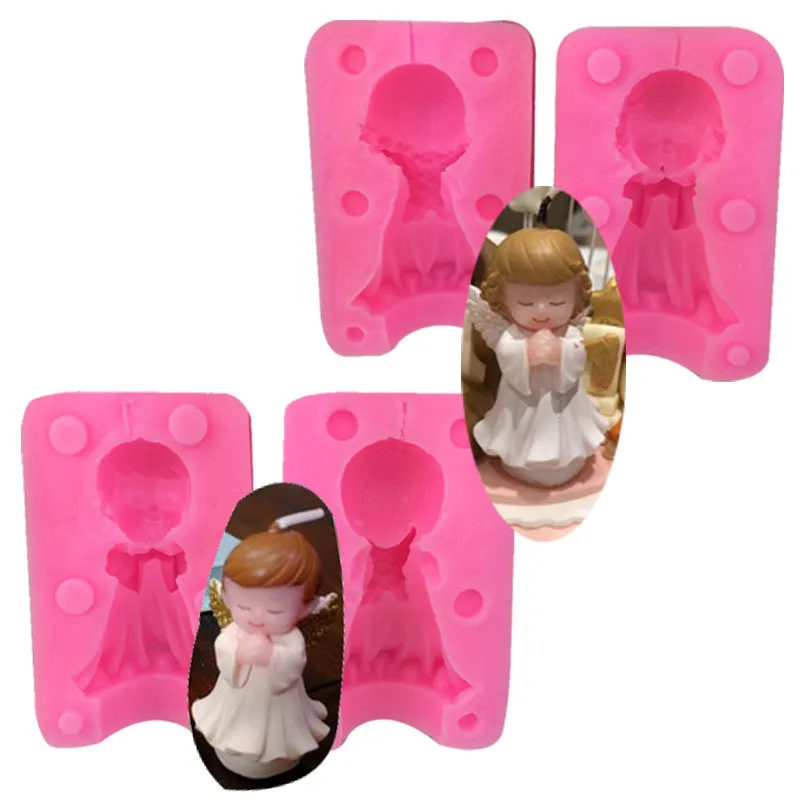 3D Three dimensional Angel Girl Angel Boy Candle Silicone Mold Lollipop ...