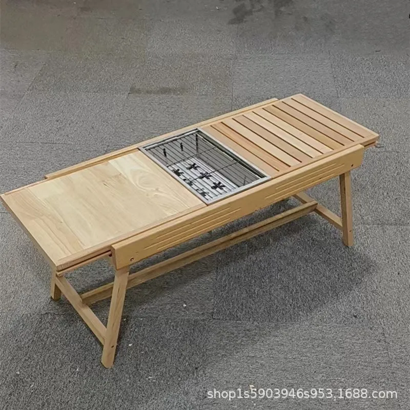 Splicing-Slide-Folding-Beech-Table-Outdoor-Camping-Portable-Table-with ...