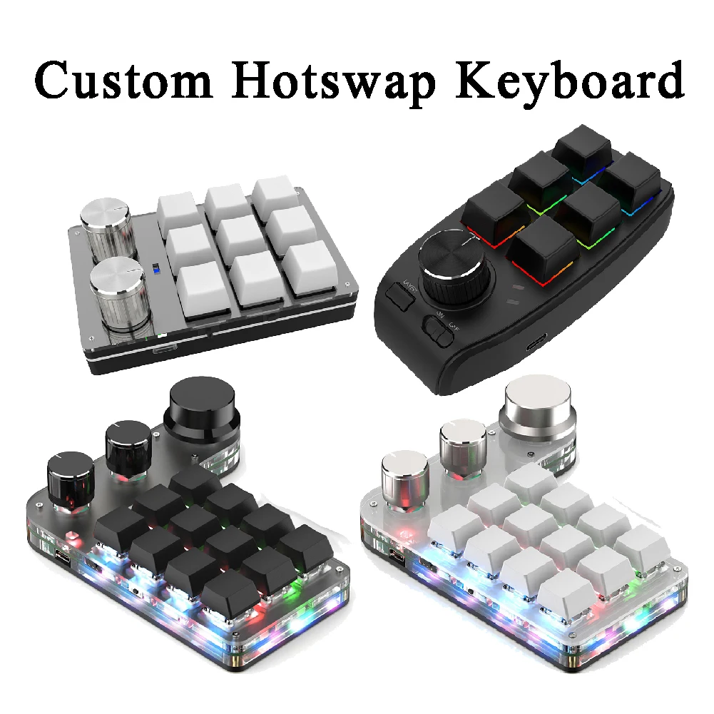 Programming Macro Custom Knob Keyboard 3 6 9 12keys 3knob Copy Paste Mini Button Gaming Keypad