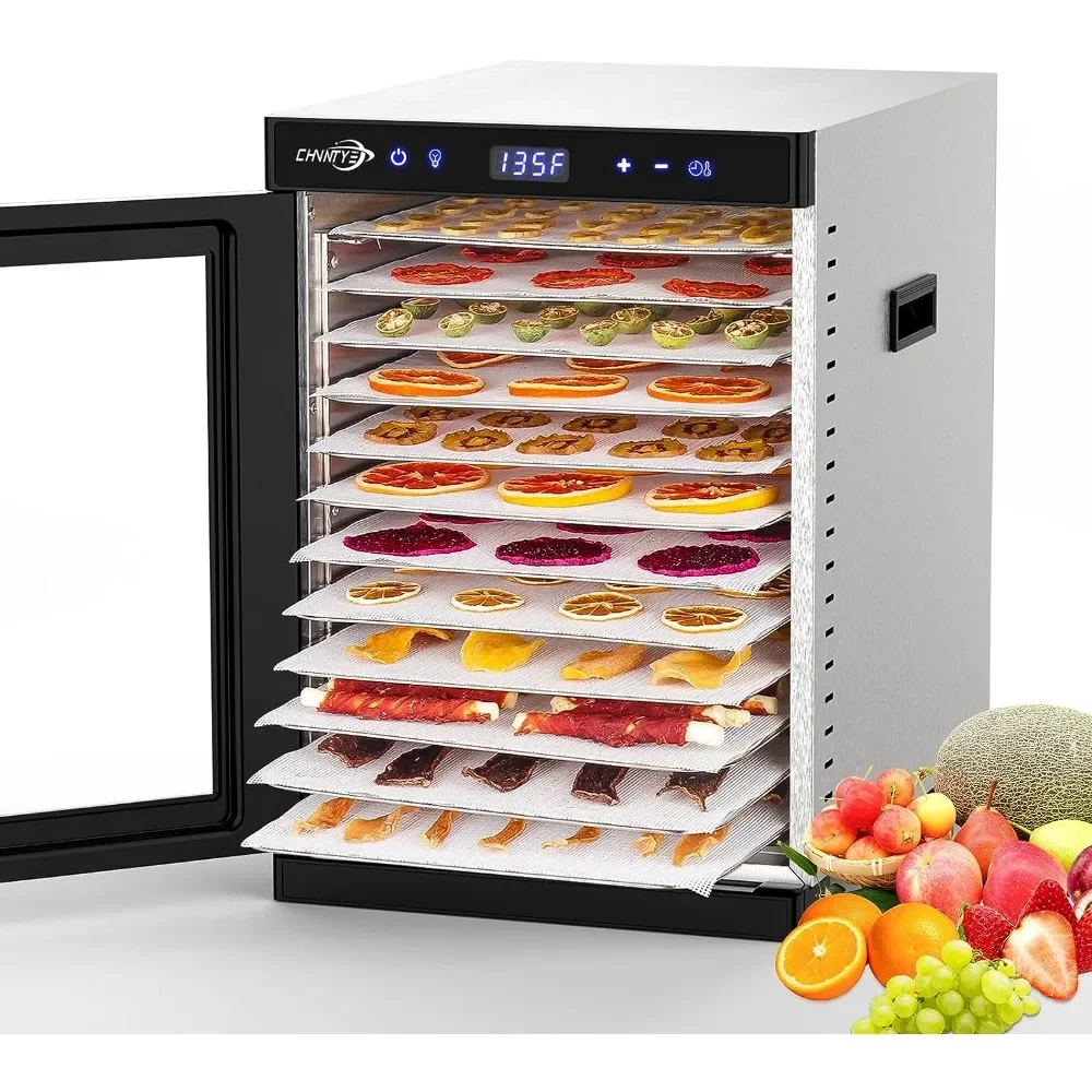 Food-Dehydrator-with-12-Stainless-Steel-Trays-Double-Fans-Precise ...