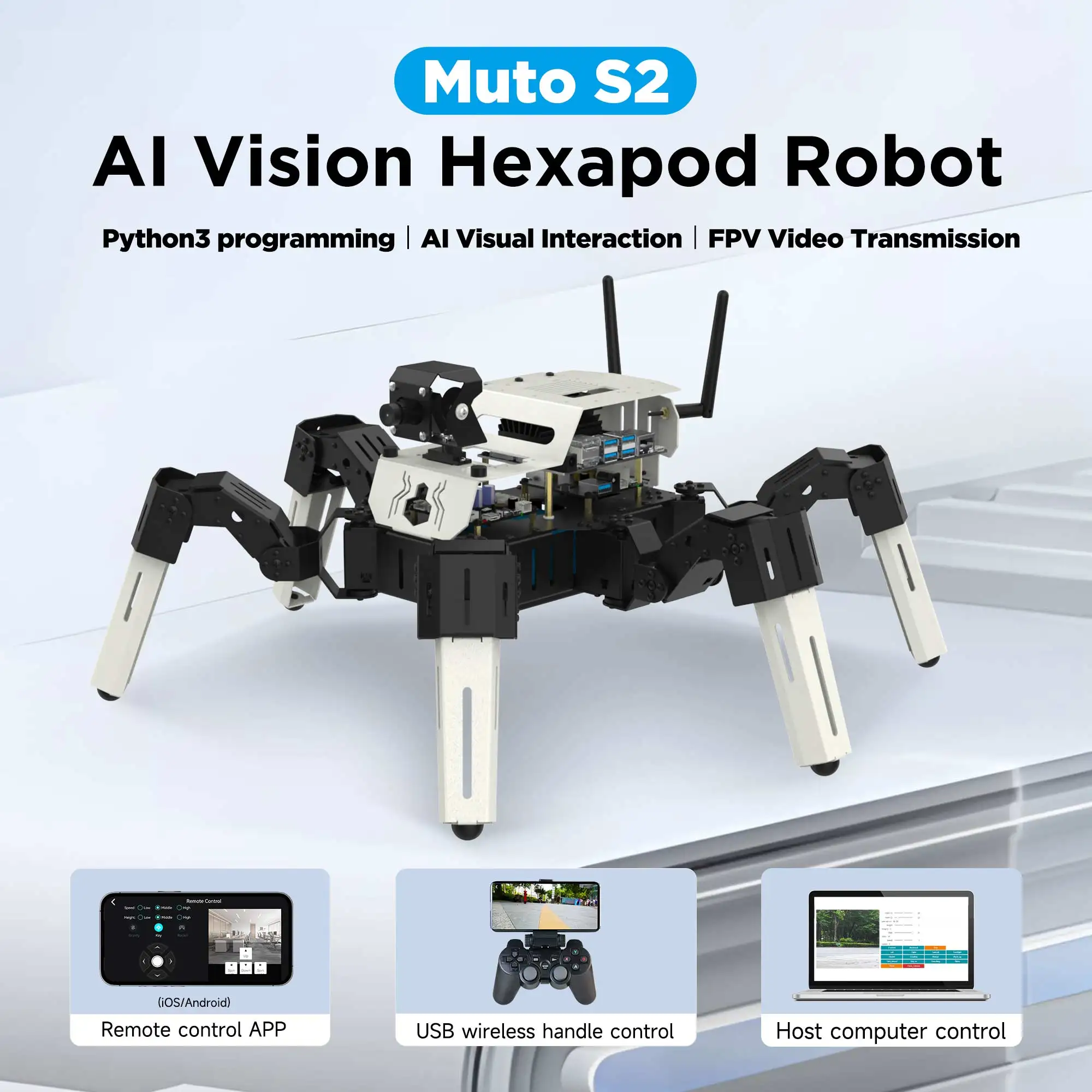 18DOF-AI-Vision-Recognition-Hexapod-Metal-Smart-Robot-Kit-Education-Electronica-Assembled ...