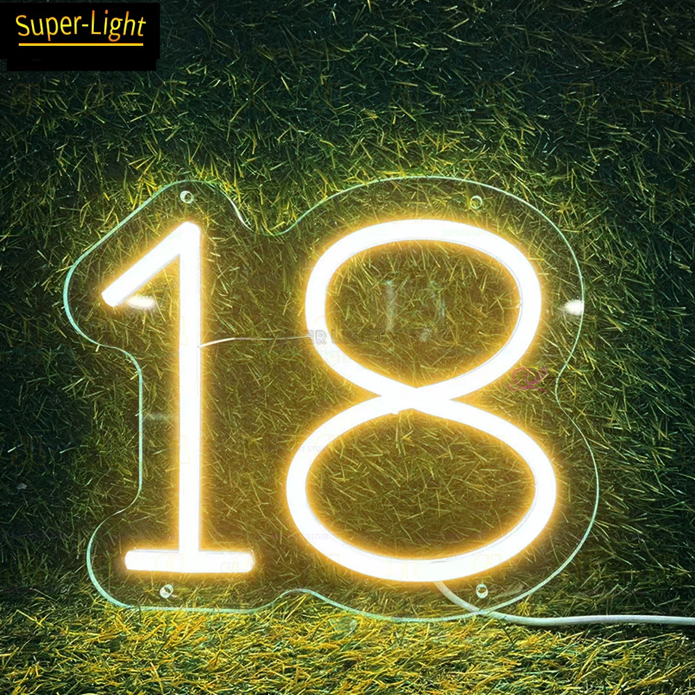 Custom-LED-Number-18-Neon-Signs-Dimmer-Wall-Decor-Light-Up-Signs-for ...