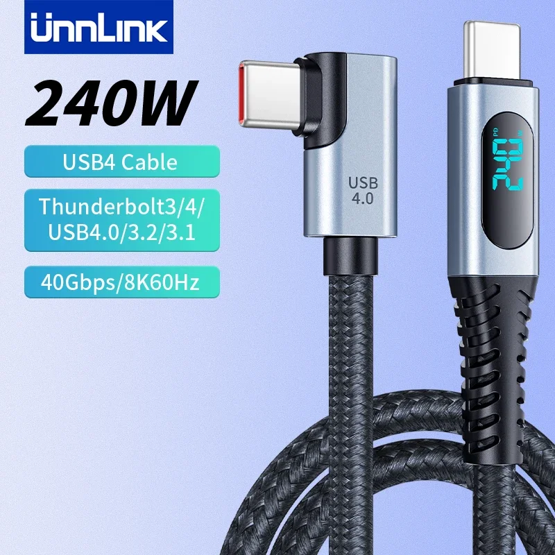 Unnlink USB Type C 4 Cable 40Gbps Data Cable 240W Fast Charging Cable ...