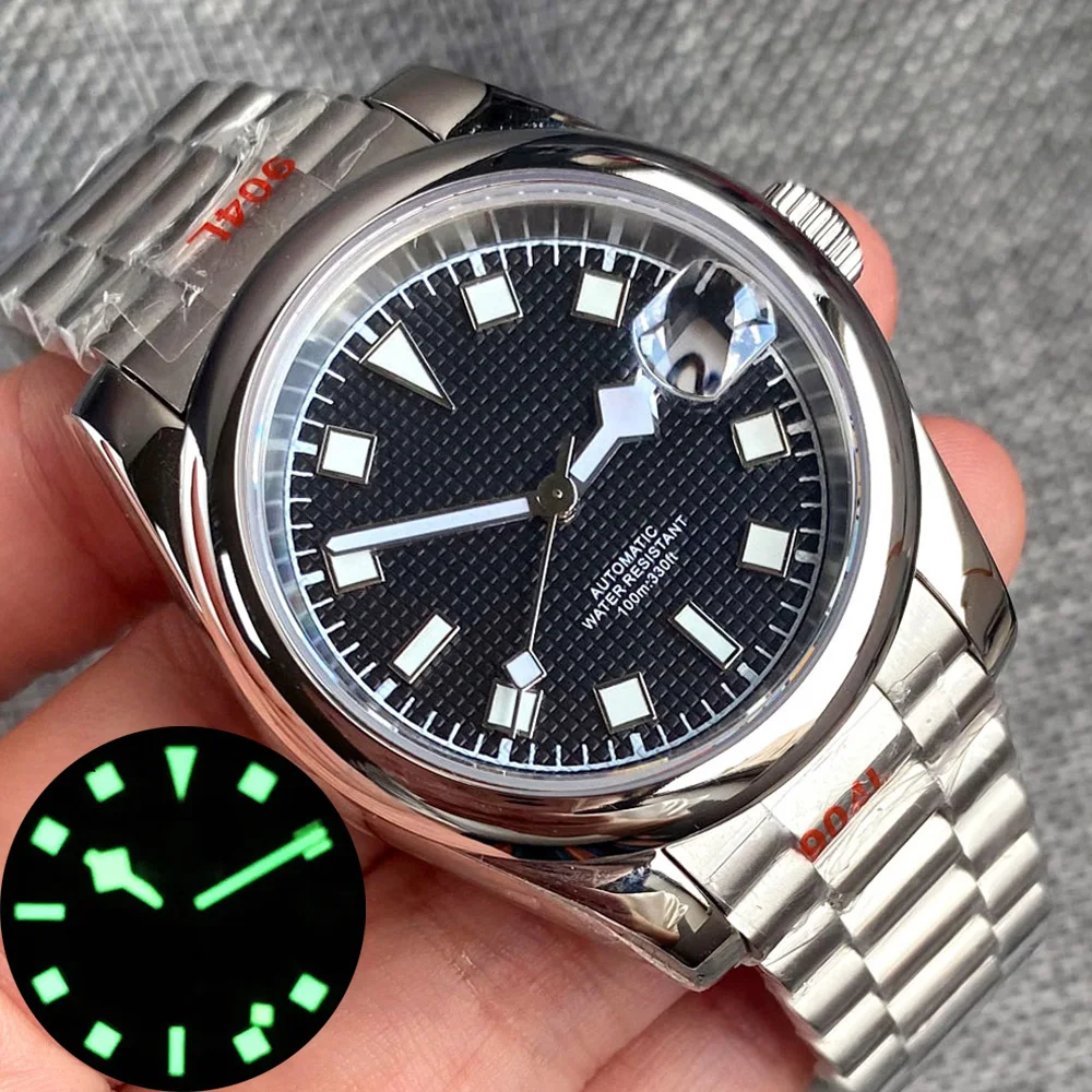 BLIGER 36mm 39mm NH35A Black Mechanical Watch Men Sapphire Glass Lume ...