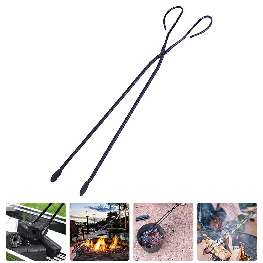 Coal Extended Fire Tongs Campfire Accessories Camping Grey Iron ...