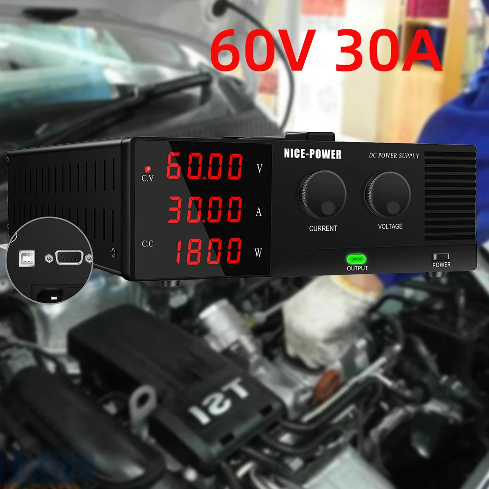 Nice power 60v 30a dc fonte de alimentação de laboratório ajustável de ...