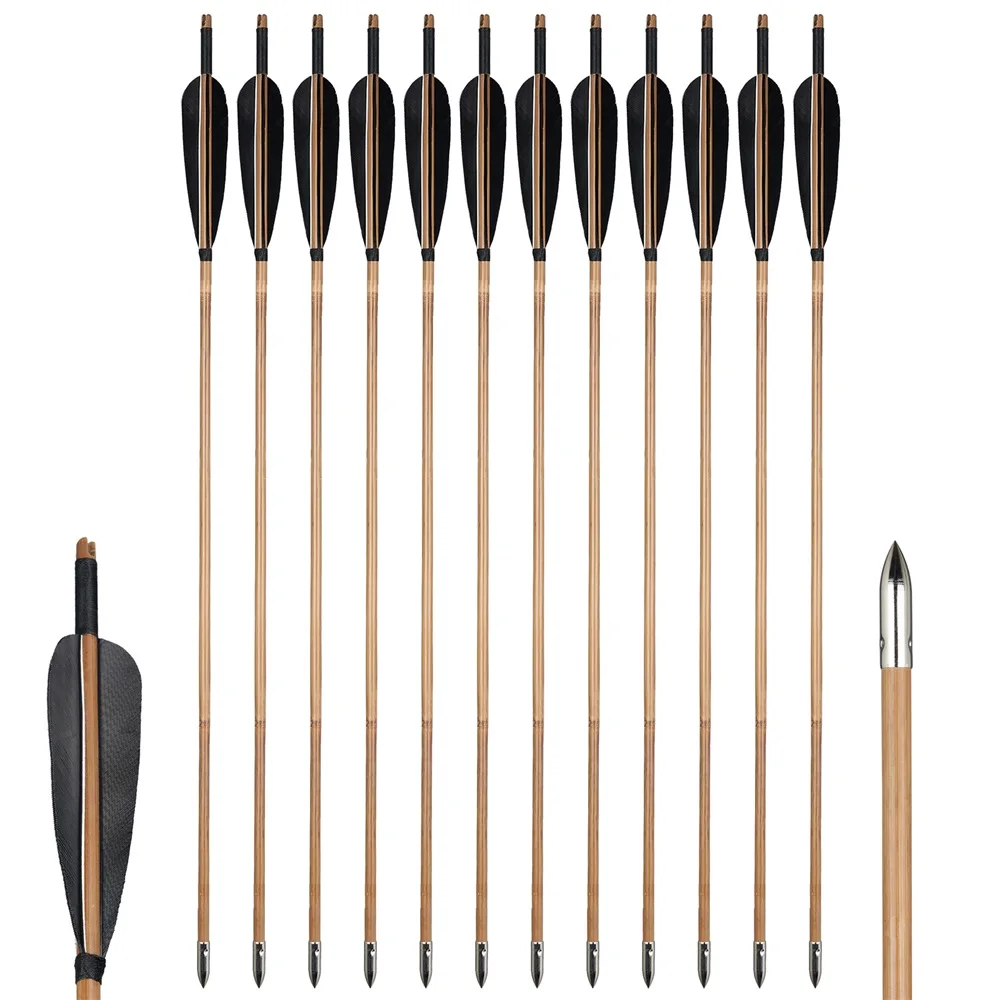 6-12-pcs-Handmade-Bamboo-Arrows-5-Feather-Arrows-for-Outdoor-Hunting ...
