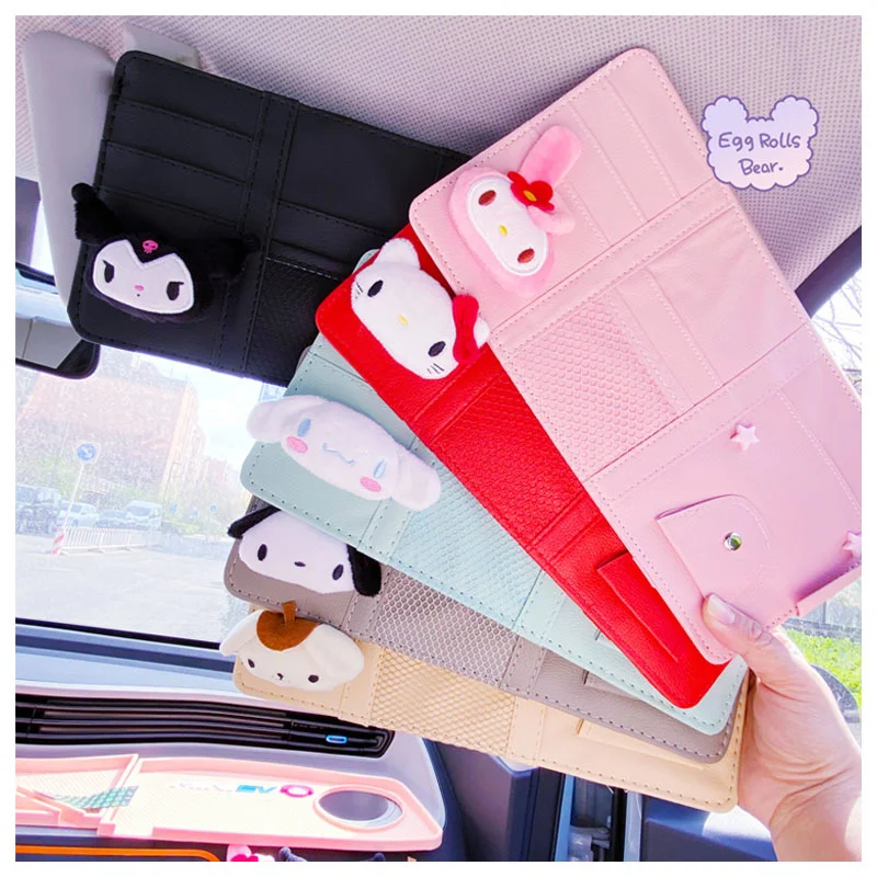 Sanrioed Kuromi Cinnamoroll My Melody Plush Doll Car Sun Visor Card ...