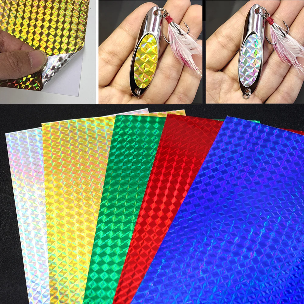 5PCS/lot Fishing Hard Bait Sticker Holographic Adhesive Film Flash Type ...