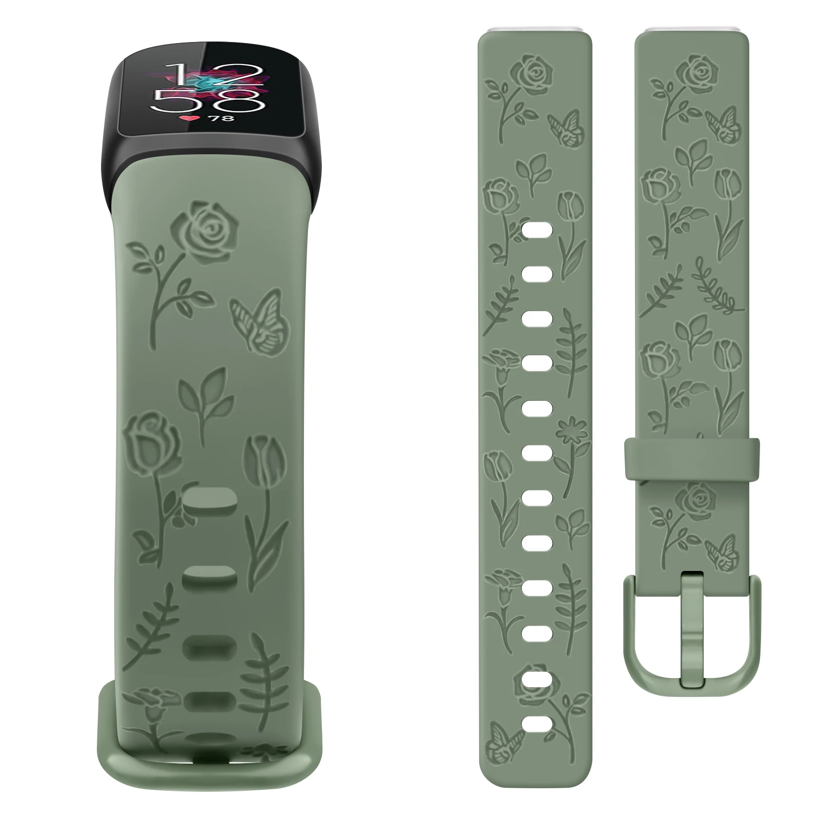 Flower Engraved TPU Strap For Fitbit Luxe Watchband Wristband For ...
