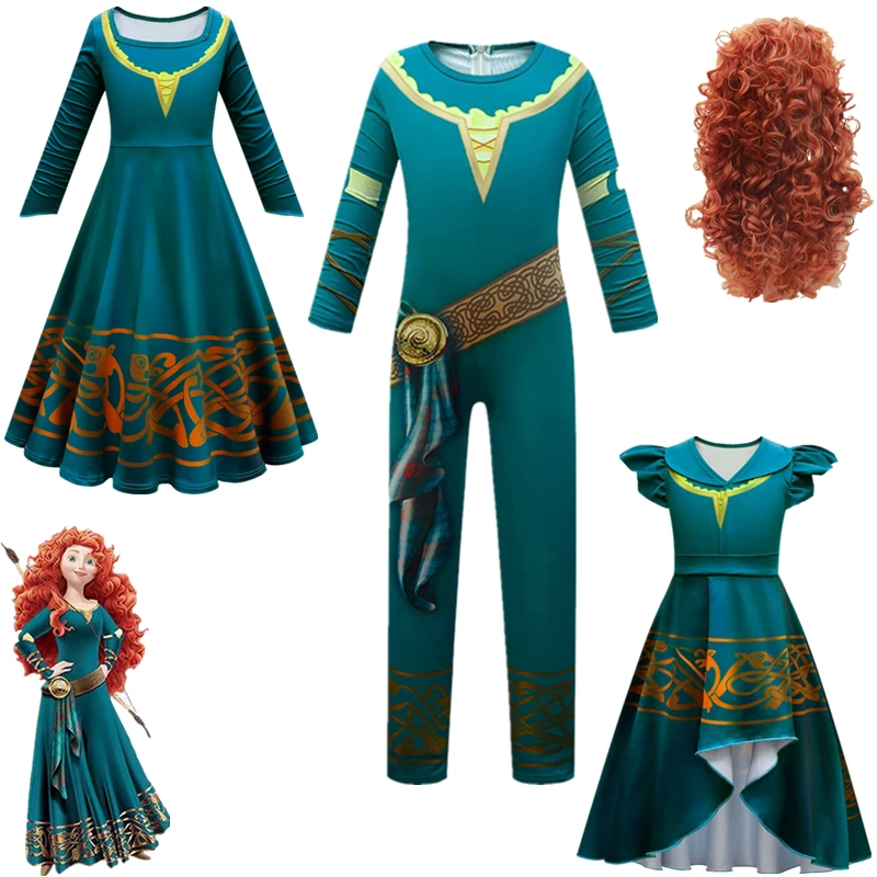 Halloween-Movie-Brave-Merida-Costume-for-Girls-Princess-Dress-Wig-Kids ...
