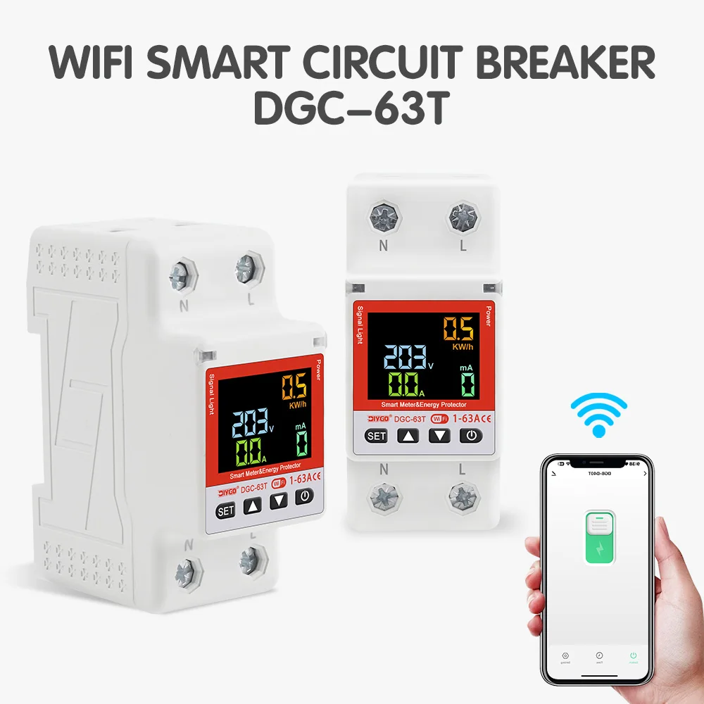 WiFi Smart Remote Control Circuit Breaker Real-time Data Display Over ...