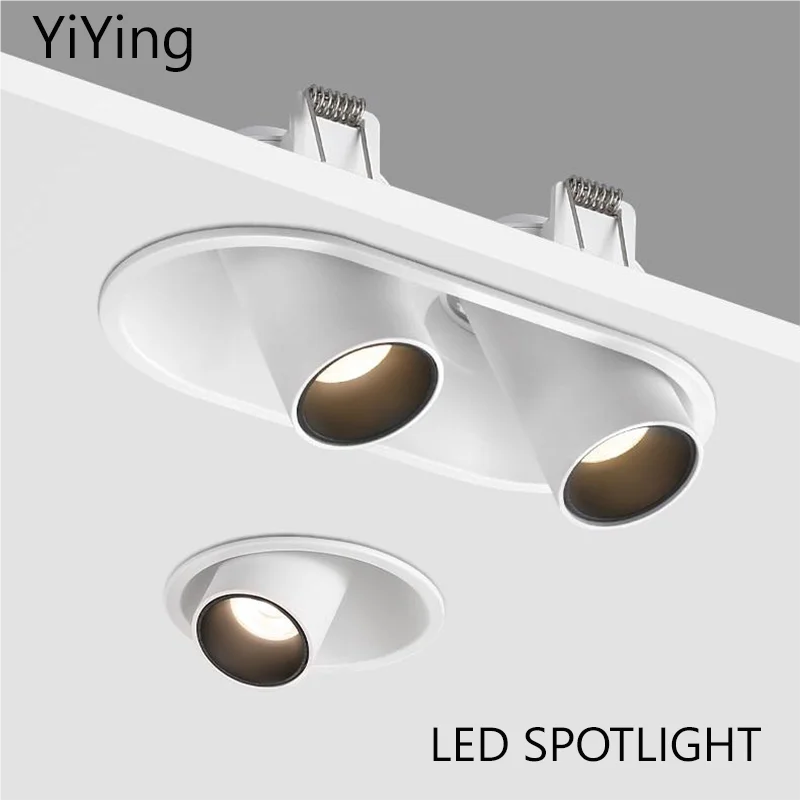 YiYing Led Spotlight Recessed COB Spot Light Double Head White Aluminum ...