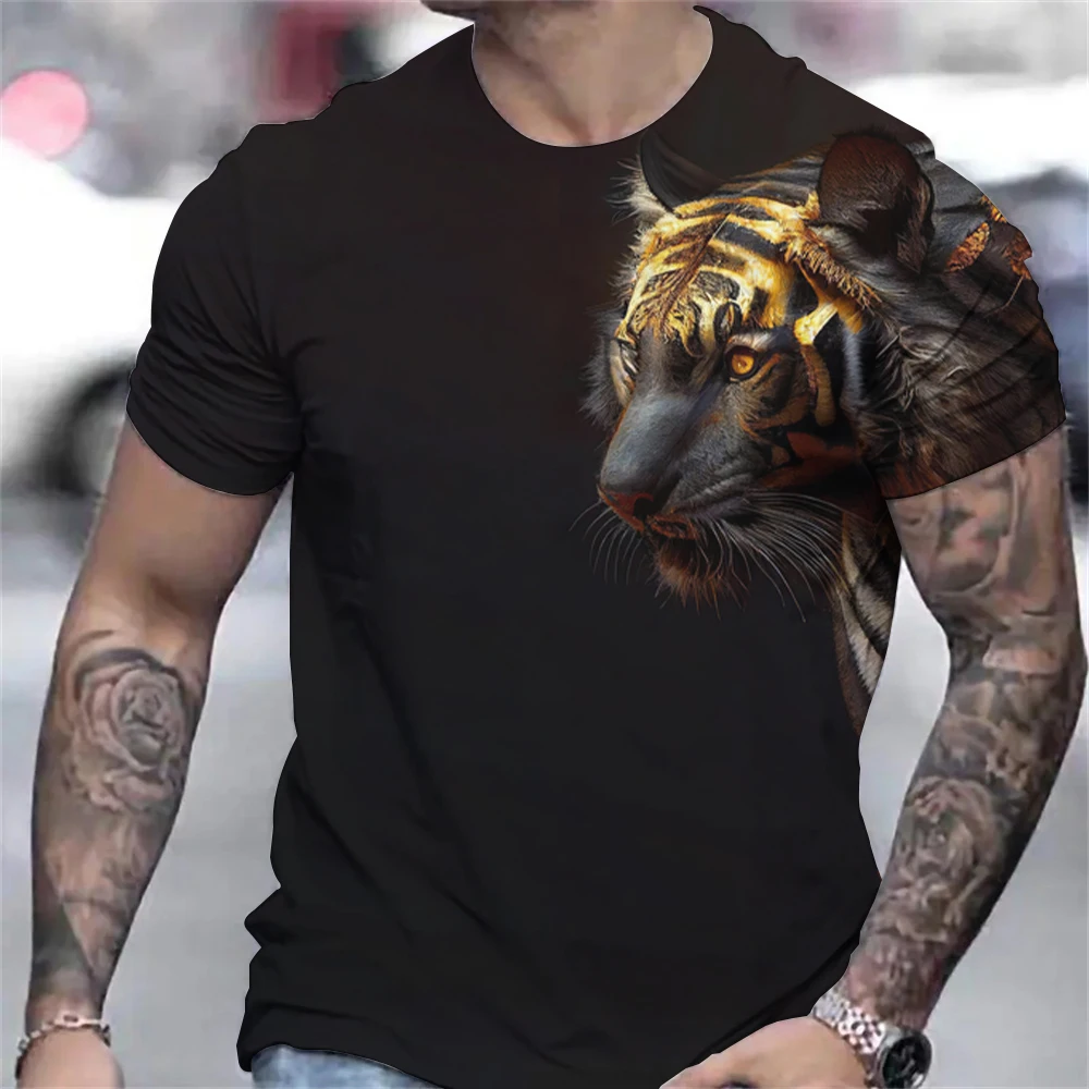 Tiger-Print-T-Shirt-3D-Animal-Men-s-Shirts-Summer-Short-Sleeved-Male ...