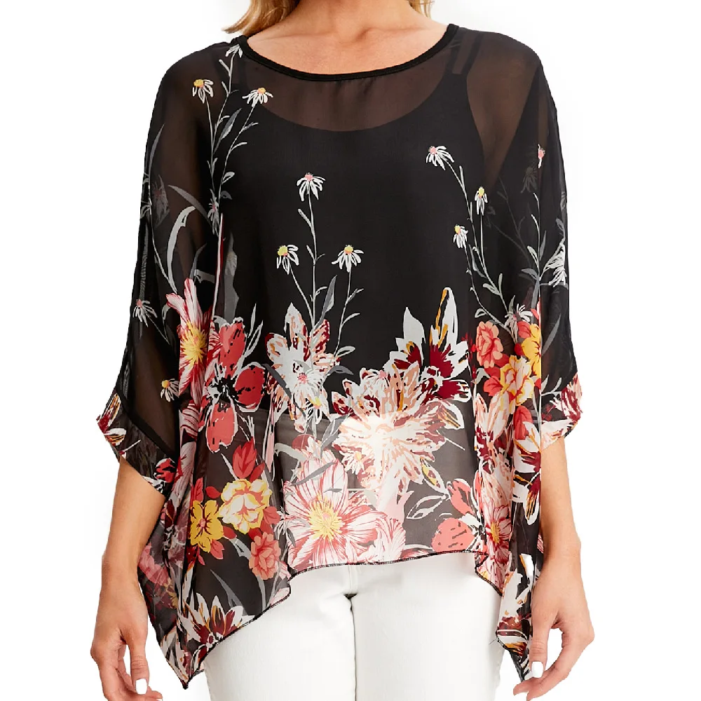 Chemise,Tunique de plage en mousseline de soie pour femmes,chemises en ...