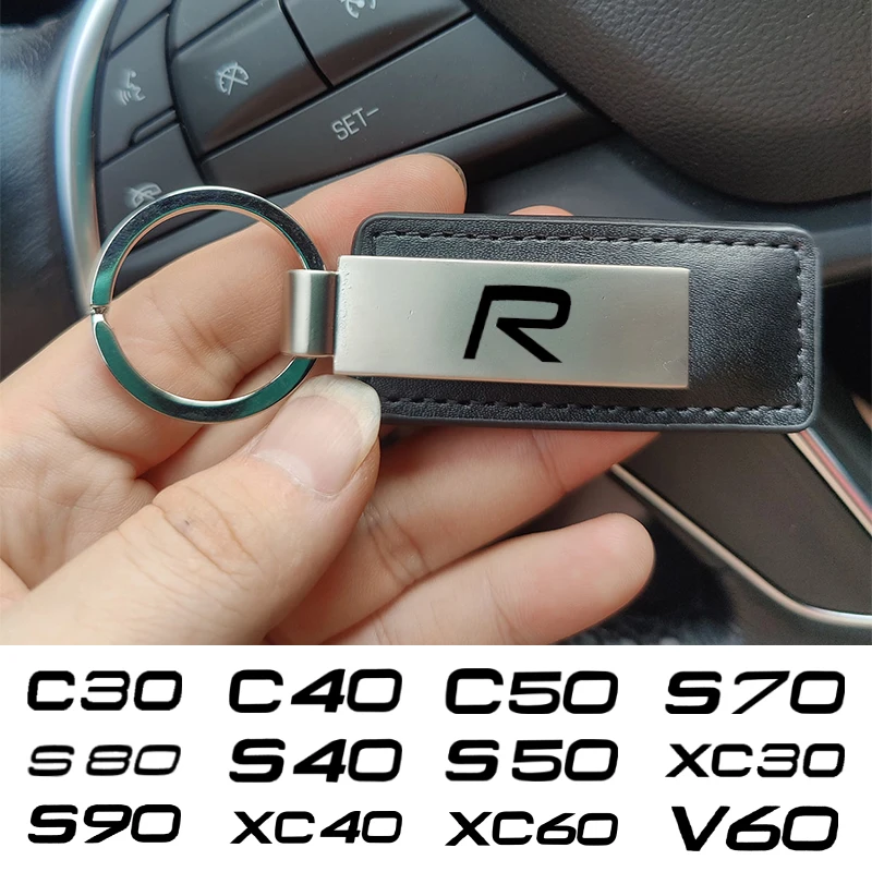 New-leather-metal-car-key-chain-keychain-car-key-ring-for-Volvo-R ...