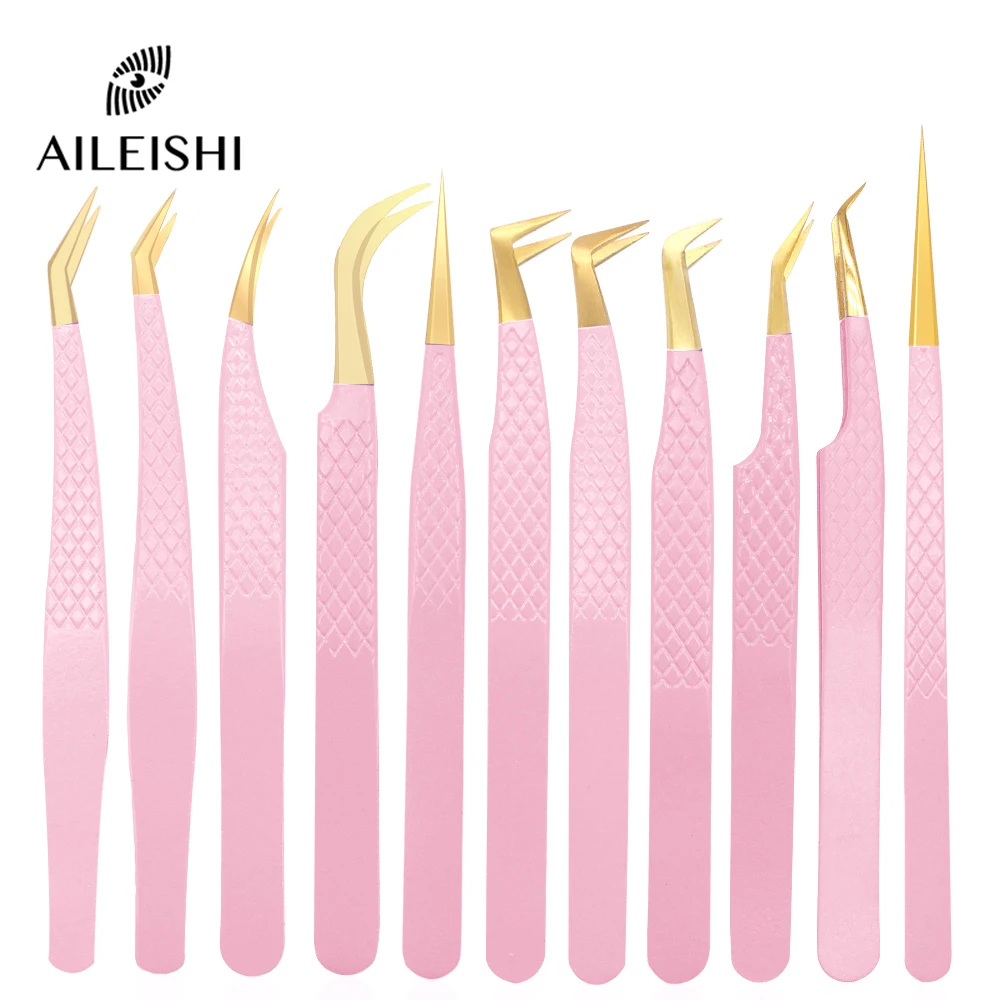 1-Pcs-Eyelash-Tweezers-Extension-Pink-Stainless-Steel-Superhard ...