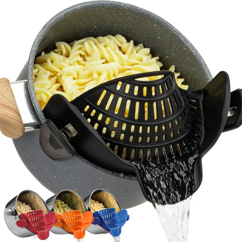 Silicone Clip-On Strainer,kitchens accessories, Fits Pots & Pans, Ideal ...