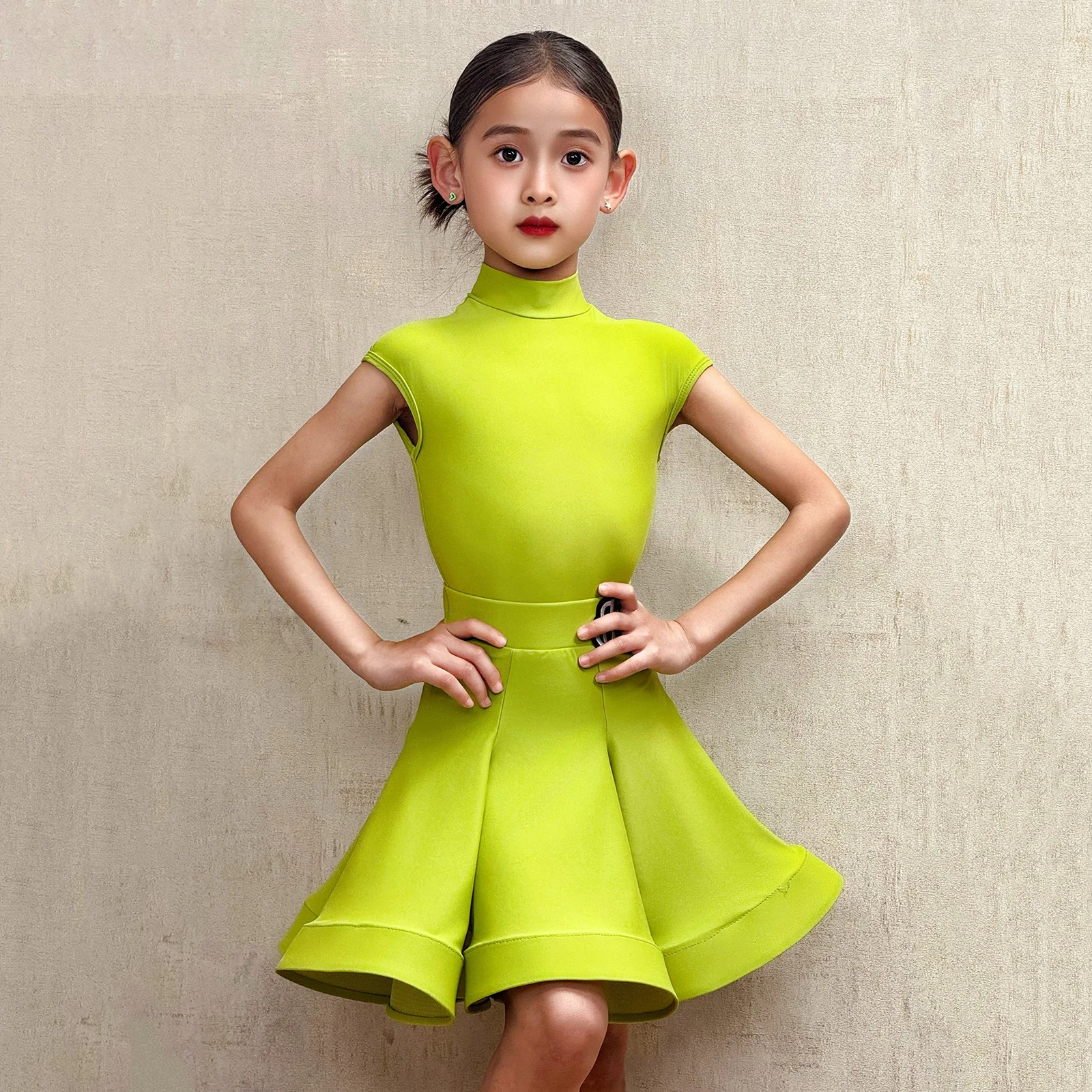Children Latin Dance Training Costume Kids Girls Bodysuit and Fishbone ...