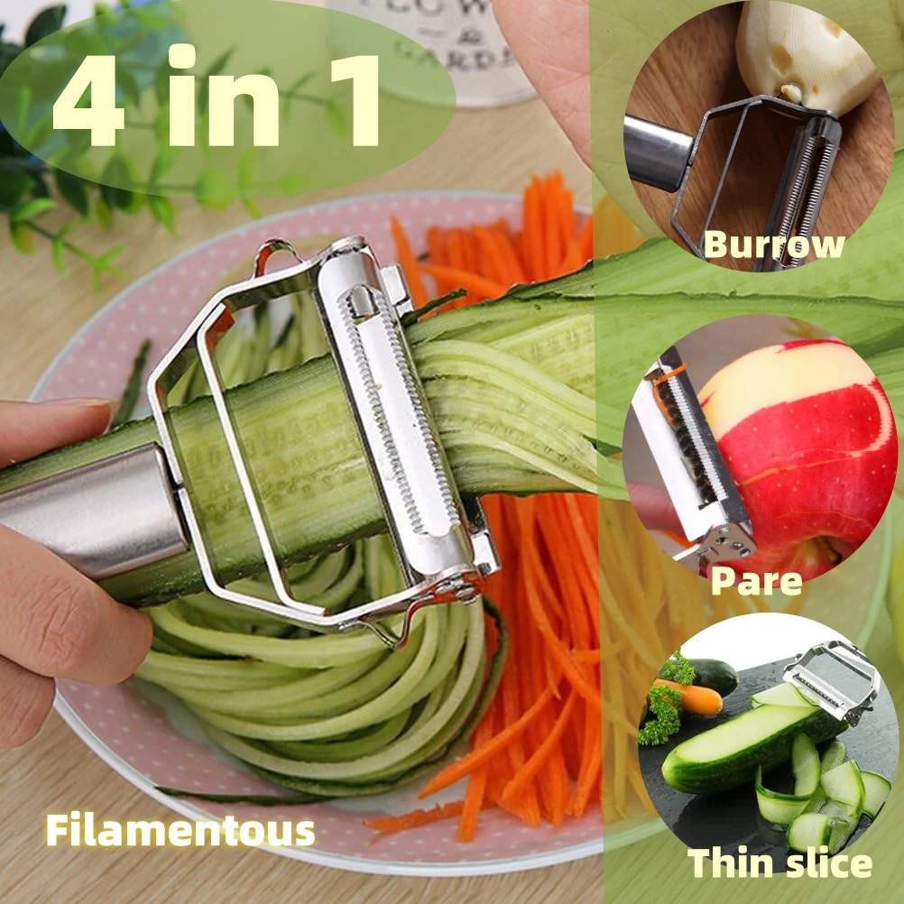 4 in 1 Stainless Steel Multi-function Peeler Slicer Vegetable Fruit ...