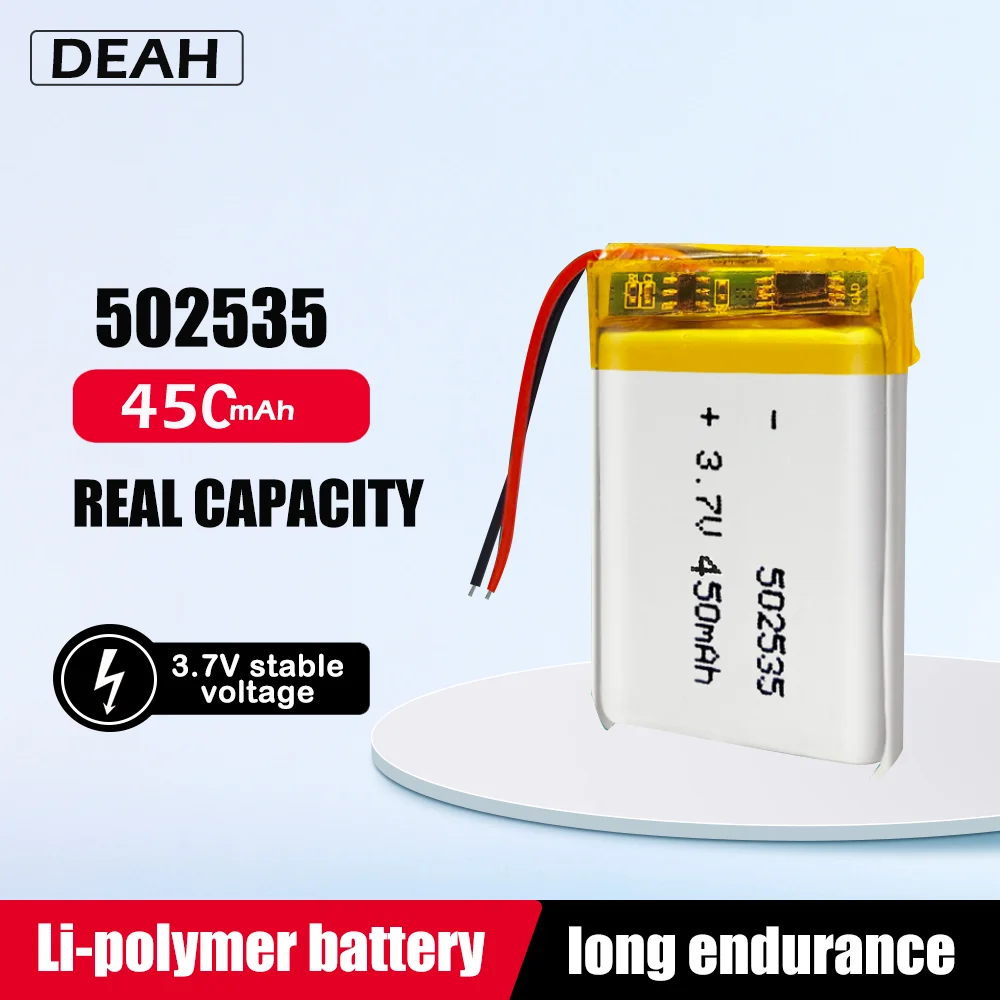 502535-450mAh-3-7V-Rechargeable-Lithium-Polymer-Battery-For-MP3-MP4-MP5 ...