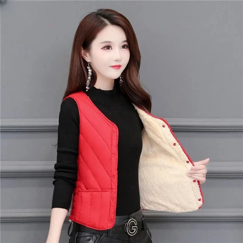 2023-Winter-New-Women-Vest-Lambswool-Thick-Thermal-vest-Slim-Fit-Inner ...