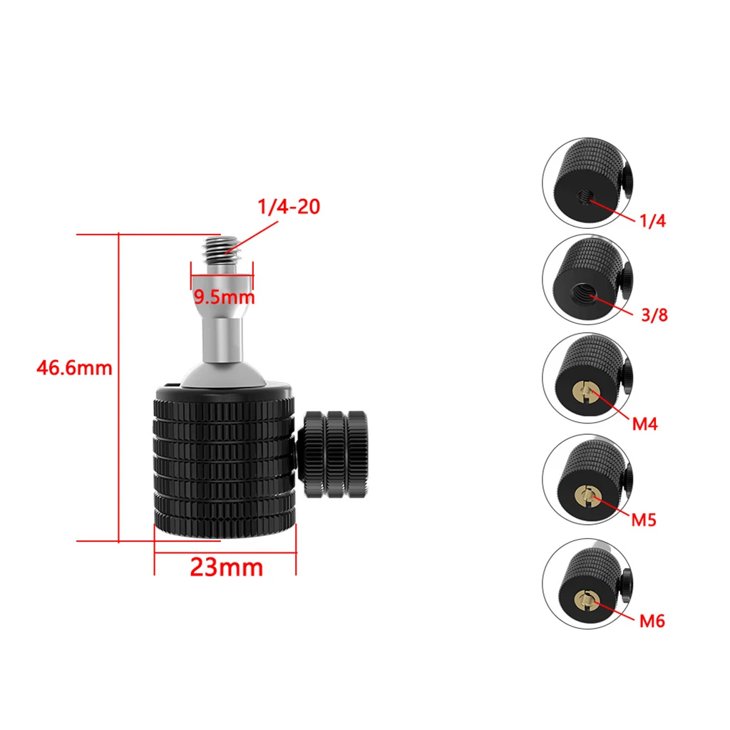 Universal Mini Tripod Ballhead Ball Head 1/4" 3/8" M4 M5 M6 Screw Hole ...