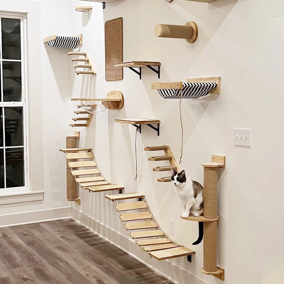 Cat Wall Shelves Wall-Mounted Cat Climber Cat Ladder & Cat Houses ...
