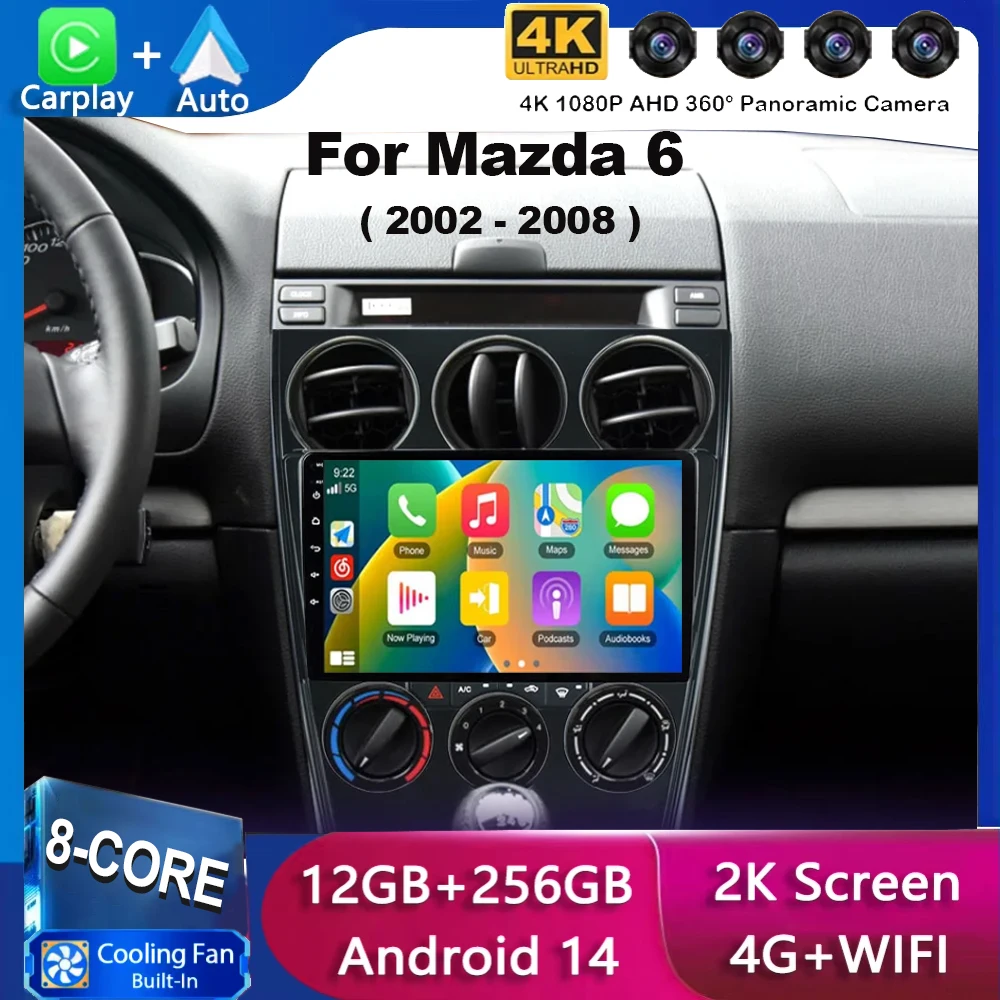 Android 15 Carplay Auto pour Mazda 6 2002 2003 2004 2005 2006 2007 2008 ...