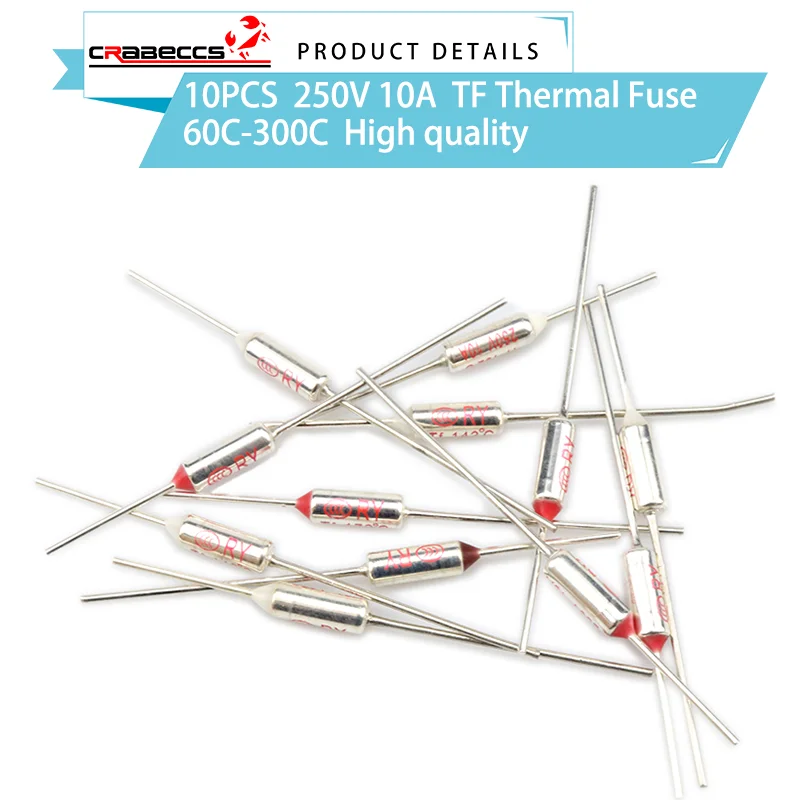 10PCS-TF-Thermal-Fuse-RY-10A-15A-250V-Temperature-60C-73C-75C-77C-100C ...