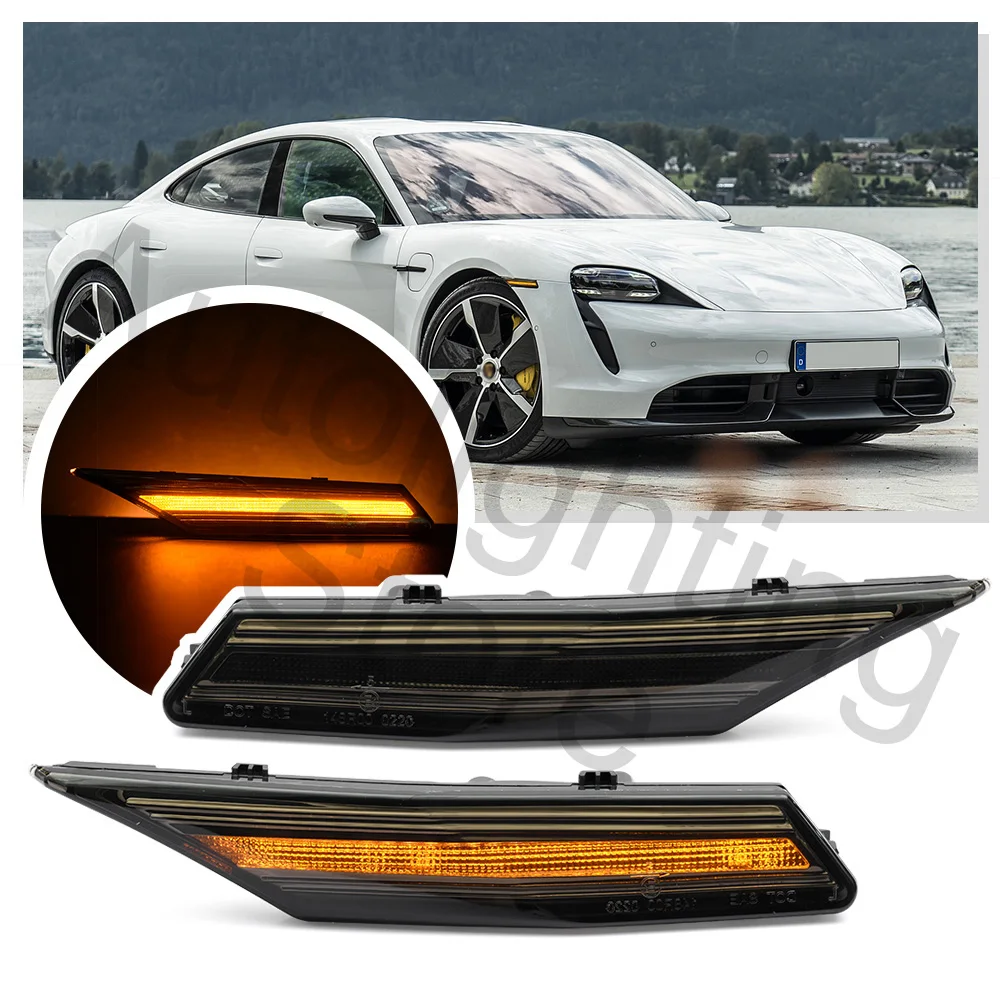 2PCS For 2020+ Porsche Taycan Sedan Front LED Side Marker Light Turn Signal Lamp Amber Replace ...