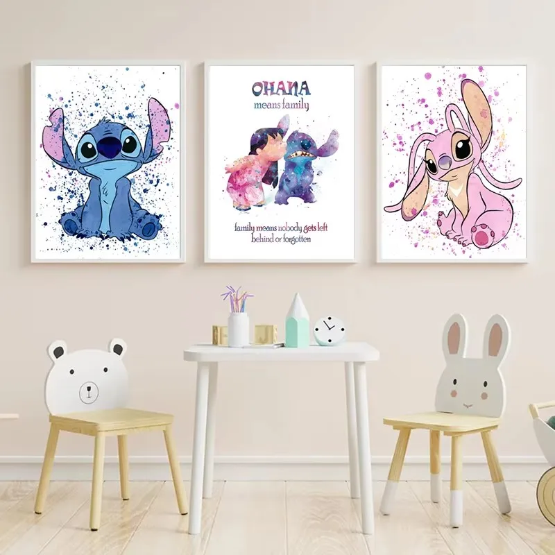 Stitch Ohana Movie Poster Lilo and Stitch Party Art Prints Watercolor ...