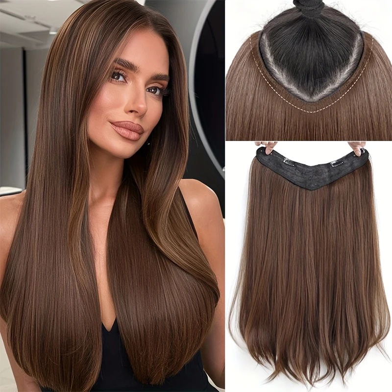 24'' Clip in Hair Extensions Long Straight Clip Hair Piece Extensions ...