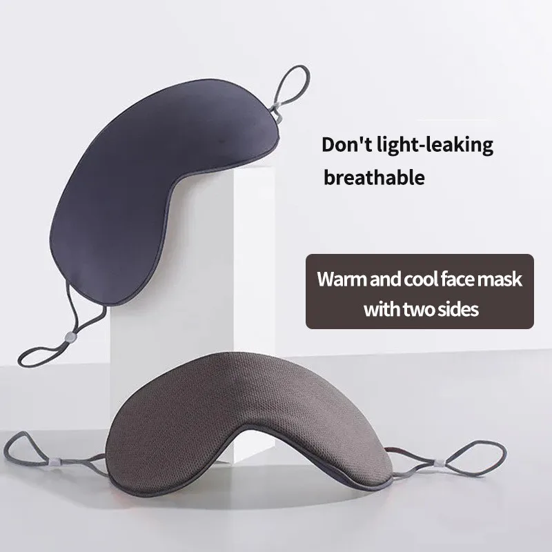 Sleep Eye Mask Korean Style Ice Silk Warm and Cool Dual-Use Adjustable ...