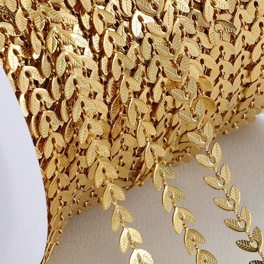 2meters/1meter Stainless Steel Chains Gold Color Leaves Leaf Chain for ...