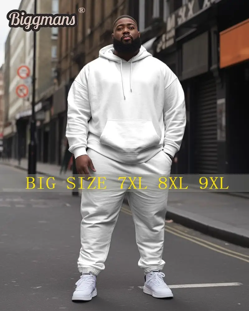 Biggmans-Two-Piece-Hooded-Sweater-Sets-for-Men-s-Clothing-Solid-Color ...