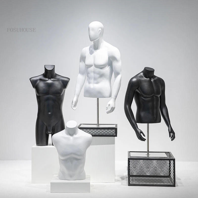 Black-and-White-Half-length-Mannequins-for-Men-s-Clothing-Store-Fake ...