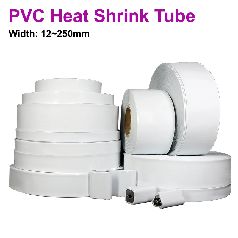 1-10M-White-PVC-Heat-Shrink-Wrap-18650-Battery-12-250mm-Insulated-Shink ...