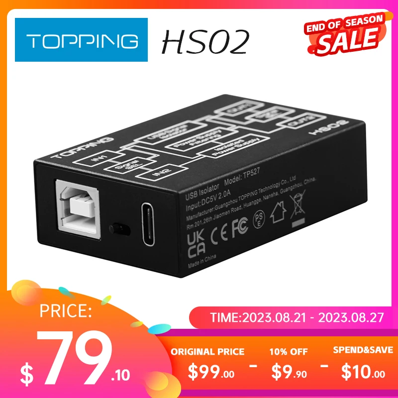 TOPPING HS02 USB 2.0 High Performance Audio Isolator with USB-B and Type C Input High Speed and ...