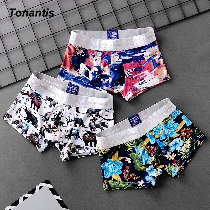 3Pcs-Set-Trendy-Printing-Boxers-Briefs-For-Men-Nylon-Ice-Silk-Ultra ...
