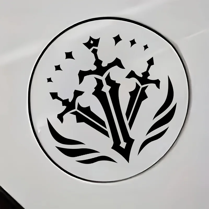 1PC Sword Emblem Sticker, Bold Black Decal with Crossed Swords Design ...